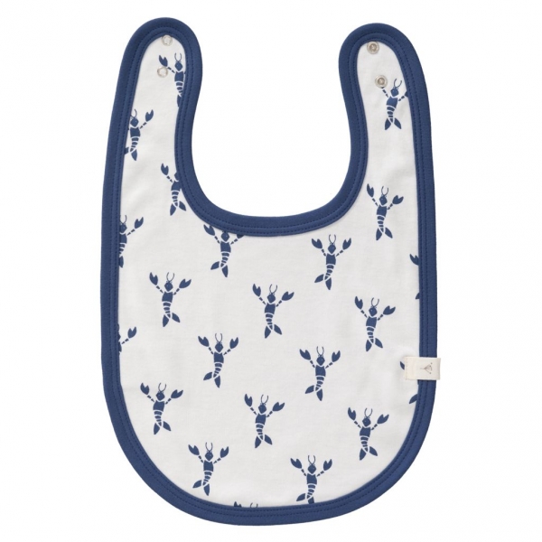 Bavoir coton bio Homard indigo blue - Made in Bébé