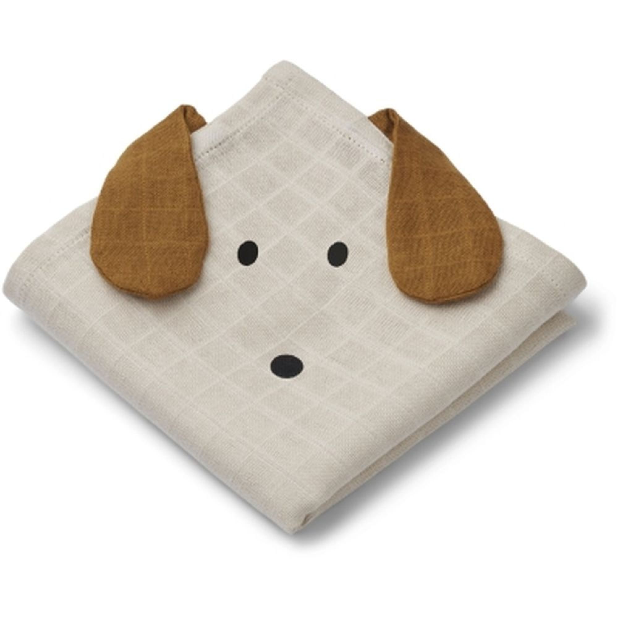 Lot de 2 langes 65x65 cm Hannah dog beige - Made in Bébé