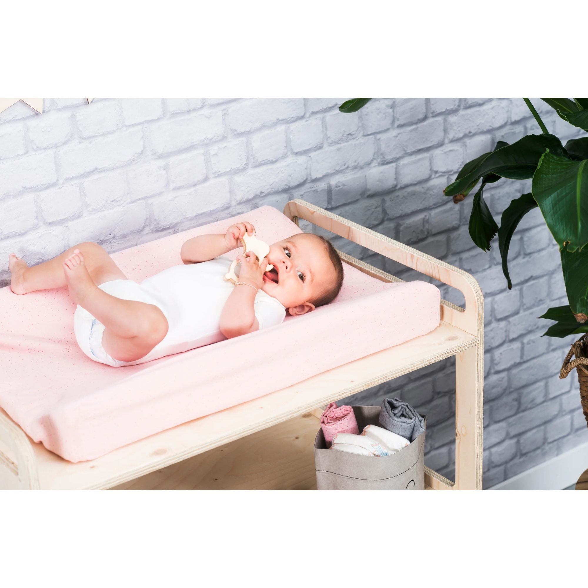 Housse matelas à langer 50 x 70 cm Mini Dots Blush Pink - Made in Bébé